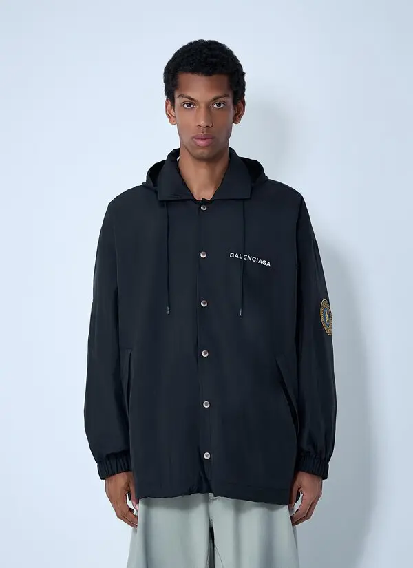 Balenciaga Logo Motif Windbreaker Jacket - Black