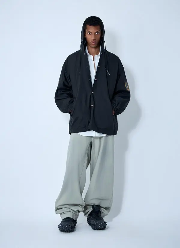 Balenciaga Logo Motif Windbreaker Jacket - Black