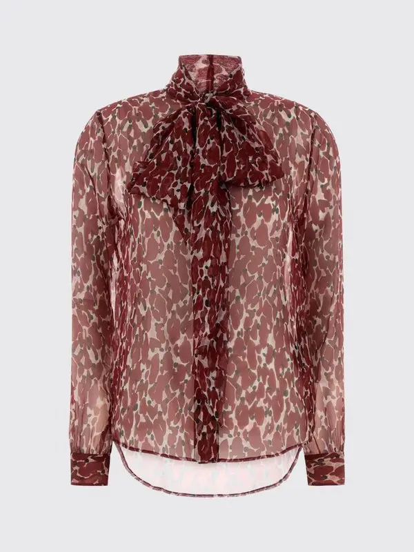Saint Laurent Floral Print Silk Shirt - Red
