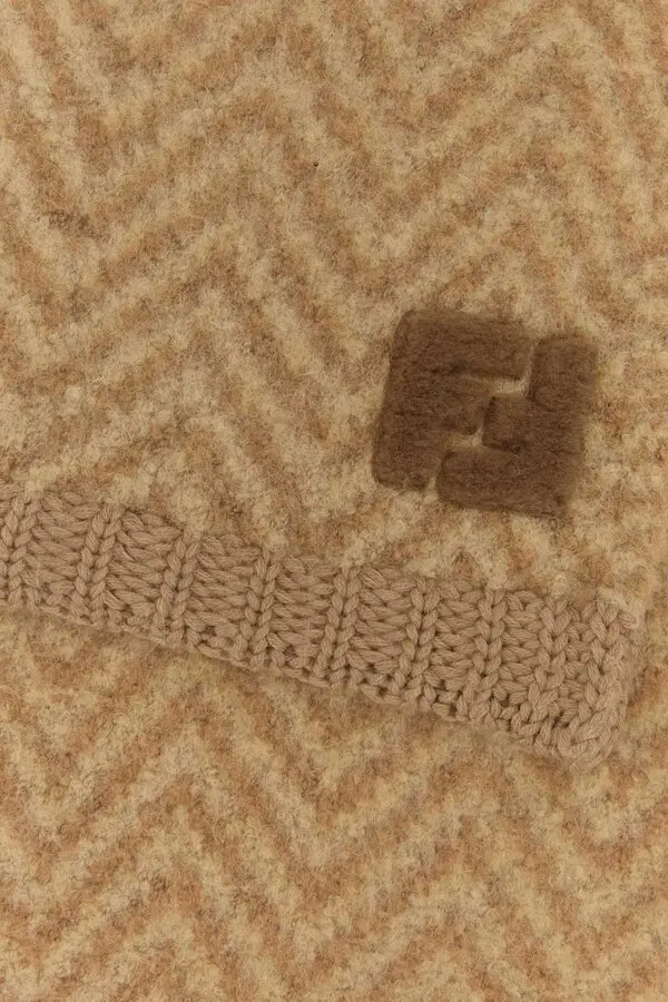 Fendi Embroidered Alpaca Blend Scarf