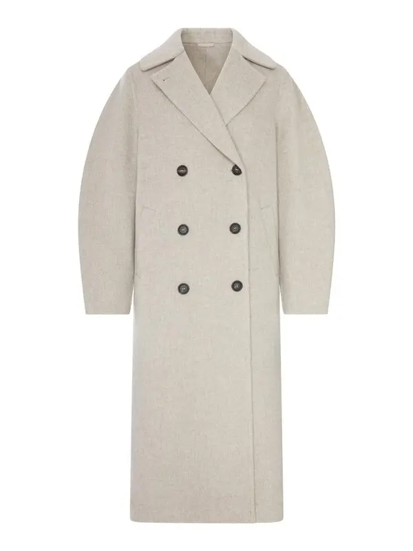 Brunello Cucinelli Long Double-breasted Wool And Cashmere Coat - Cream