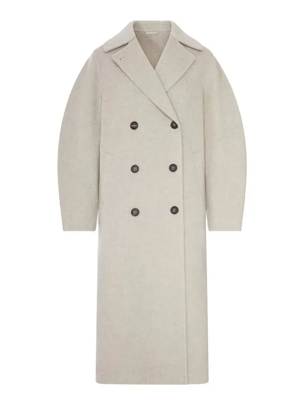 Brunello Cucinelli Long Wool & Cashmere Coat - Cream