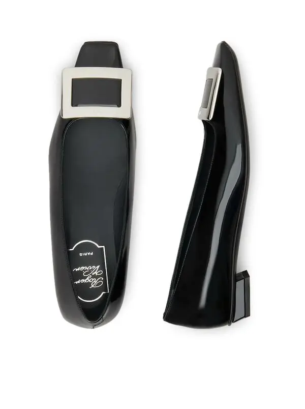 ROGER VIVIER Belle Vivier Patent Leather Ballerinas - Black