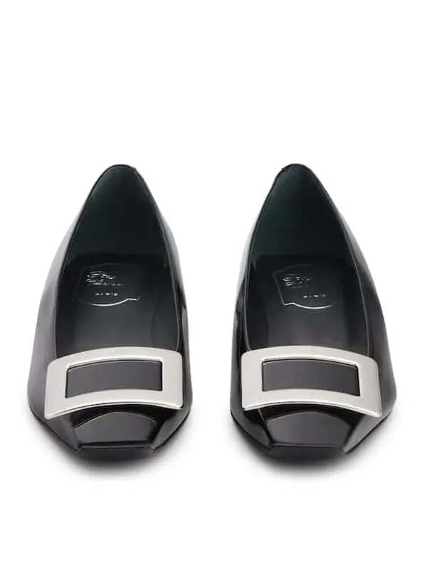 ROGER VIVIER Belle Vivier Patent Leather Ballerinas - Black