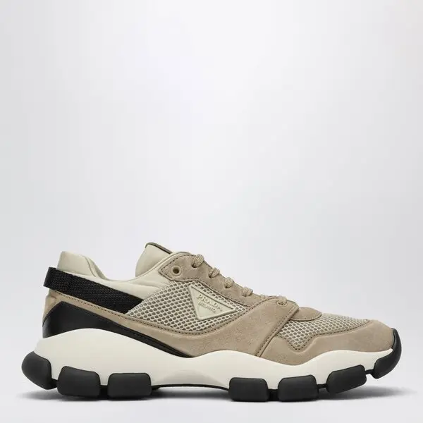 Prada Mesh And Suede Sneakers - Cream