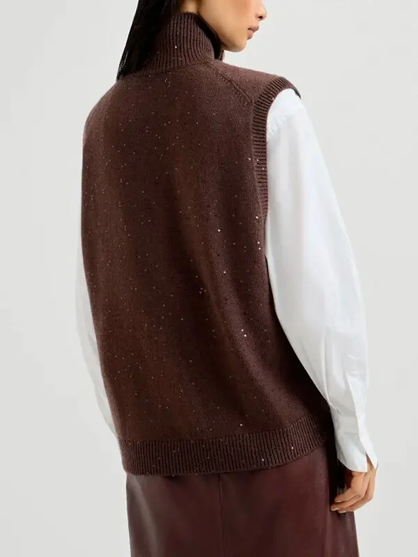 Brunello Cucinelli Sequined Turtleneck Vest - Multicolor