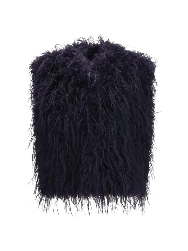FORTE_FORTE Eco Mongolia Faux Fur Vest - Blue
