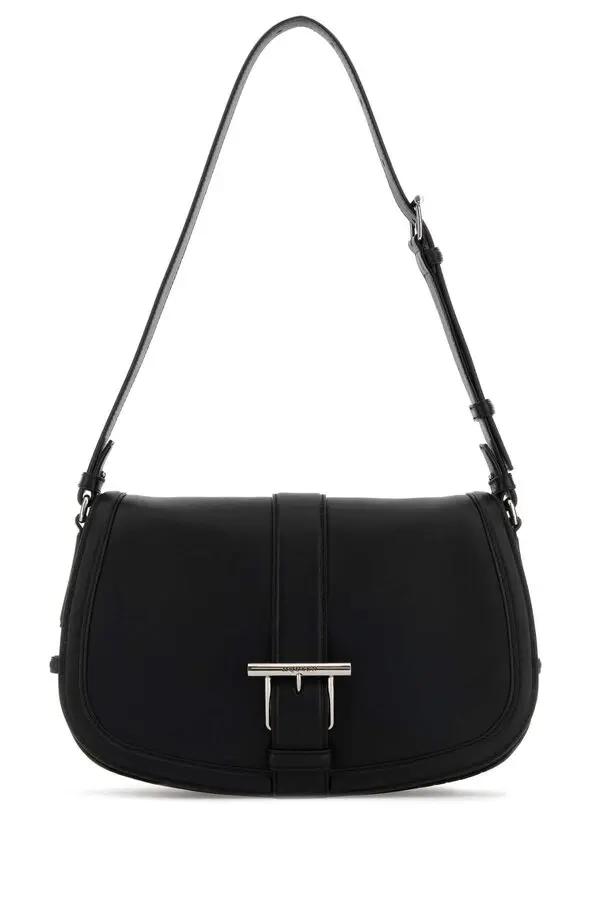 Alexander McQueen Leather Large Satchel Crossbody Bag - Black