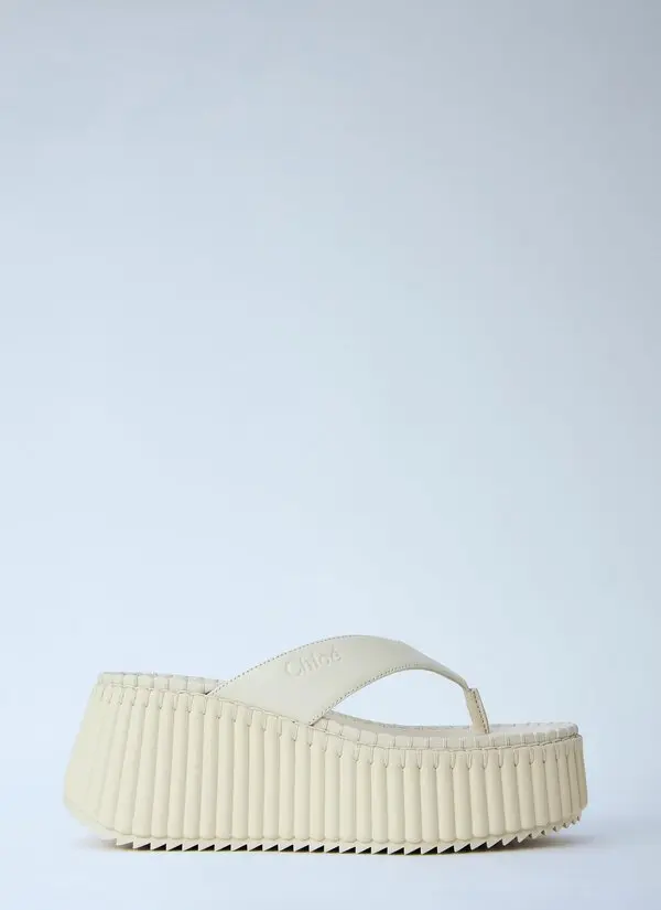 Chloé Nama Wedge Sandals - White