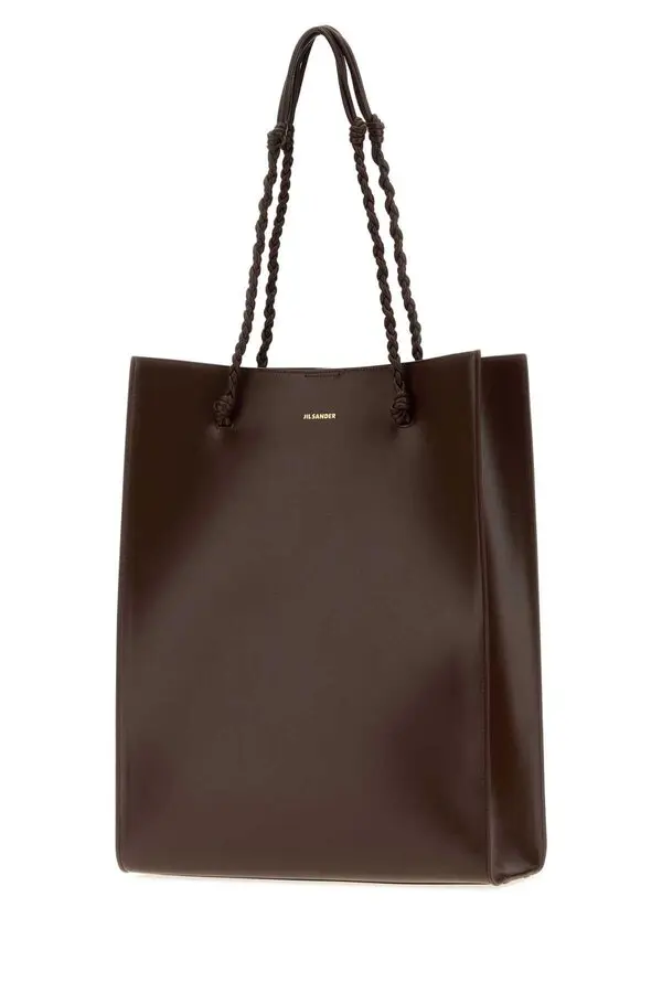 JIL SANDER Chocolate Leather Tangle Shopping Bag - Brown