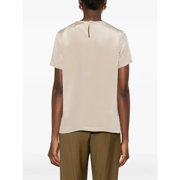 Max Mara Silk Satin Logo-embroidered Pocket Tee - Green