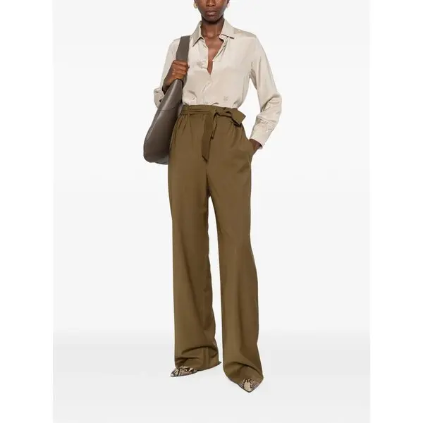 Max Mara Silk Embroidered Logo Classic Collar Shirt - Cream