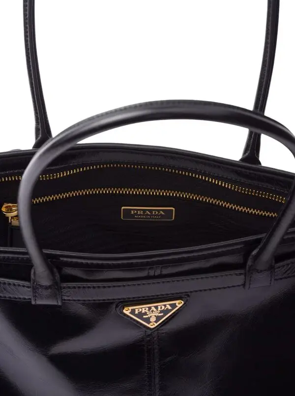 Prada Bonnie Leather Handbag - Black