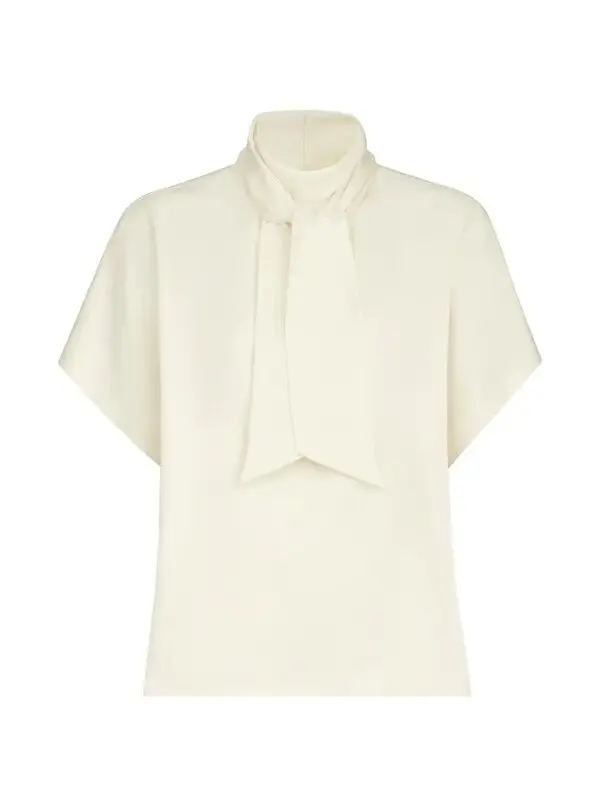 Brunello Cucinelli Silk Bow Neck Blouse - Multicolor