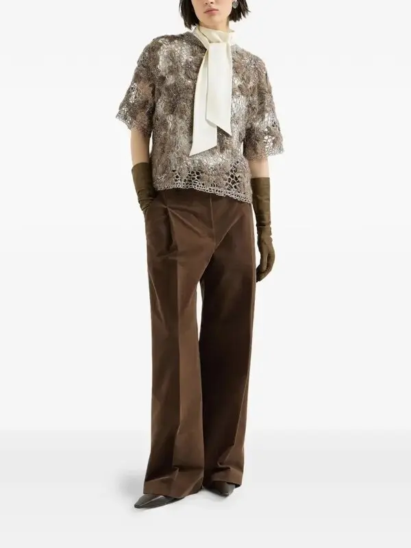 Brunello Cucinelli Silk Bow Neck Blouse - Multicolor