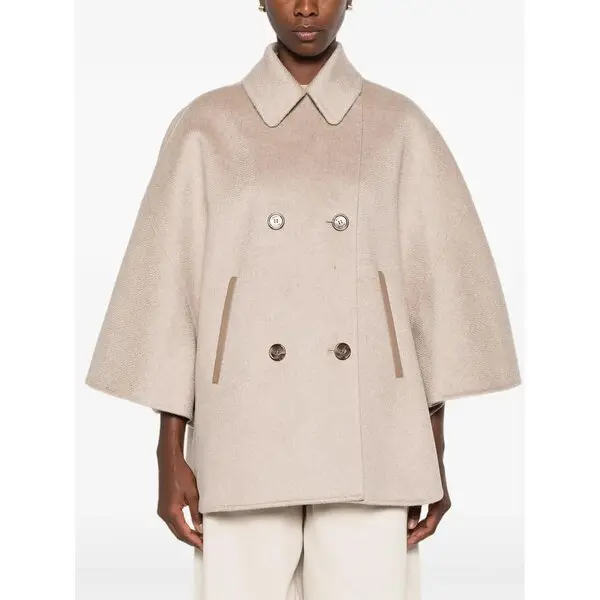 Max Mara Cashmere Double-breasted Cape - Cream