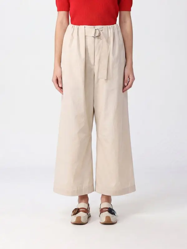 Loewe Cotton Silk Belted Trousers - Cream