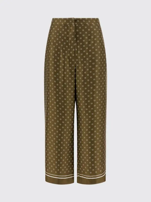 Max Mara Palazzo Trousers In Printed Silk - Brown