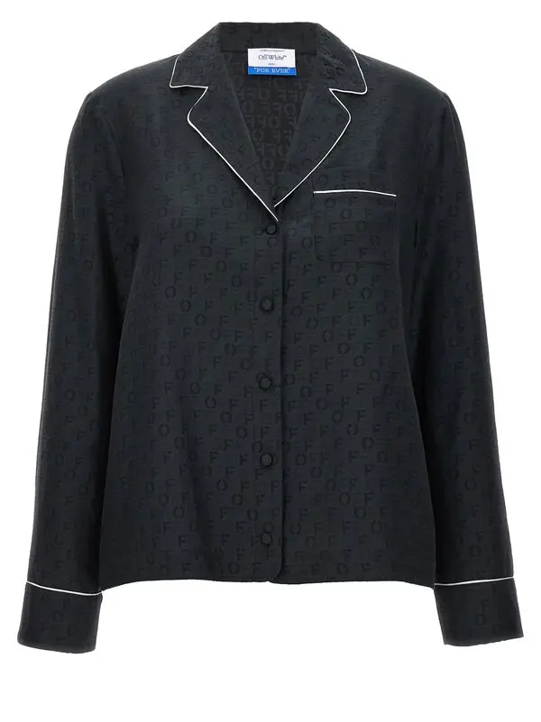 Off-White Jacquard Pajama Shirt - Black