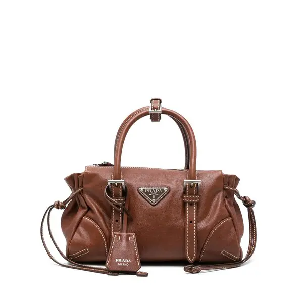 Prada Bonnie Leather Tote Bag - Brown
