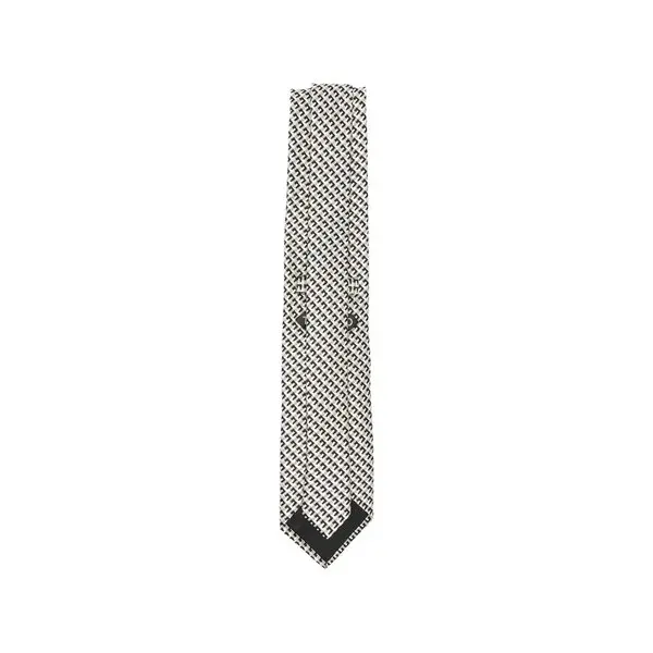 TOM FORD Silk Geometric Pattern Neck Tie - Cream