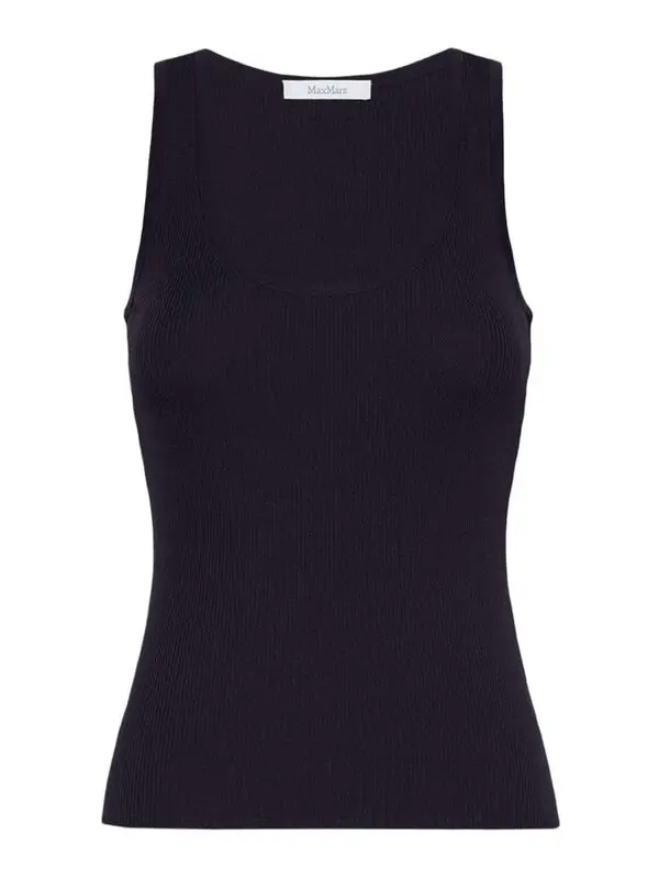 Max Mara Fitted Ribbed Top In Viscose Crepe - Black