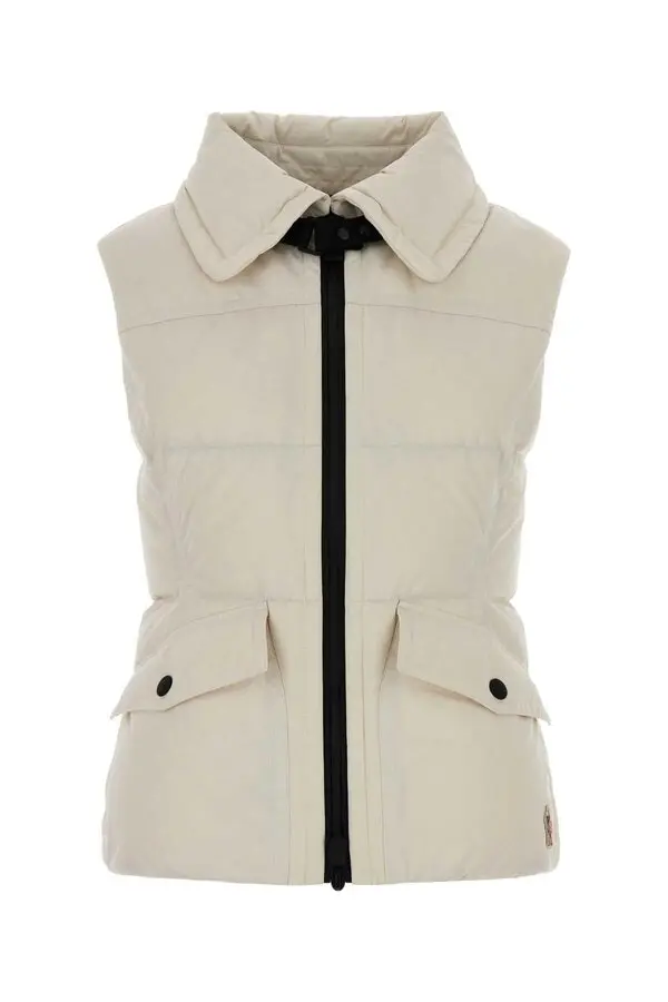 Moncler Ivory Polyester Sleeveless Hallaine Down Jacket - White