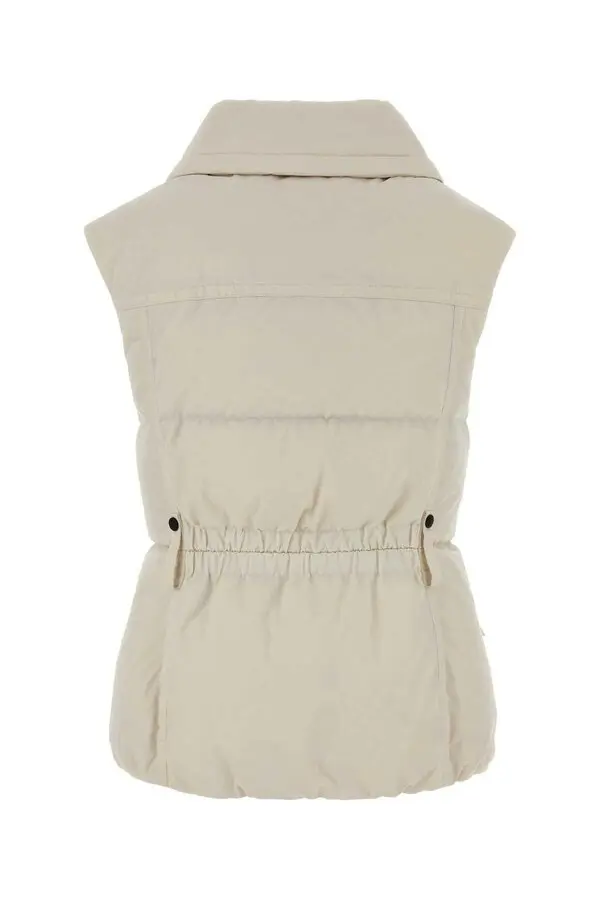 Moncler Ivory Polyester Sleeveless Hallaine Down Jacket - White