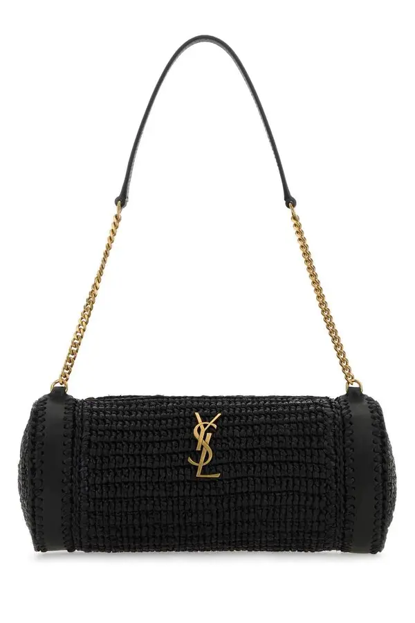 Saint Laurent Raffia And Leather Cassandre Shoulder Bag