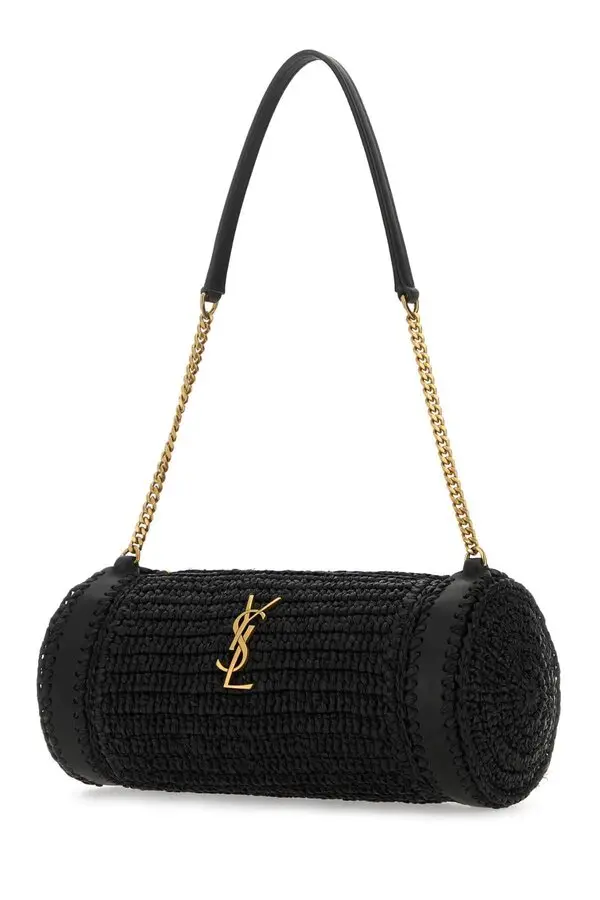 Saint Laurent Raffia And Leather Cassandre Shoulder Bag