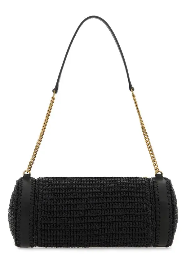 Saint Laurent Raffia And Leather Cassandre Shoulder Bag