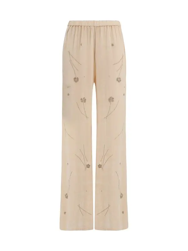 FORTE_FORTE Embroidered Velvet Pants - Pink