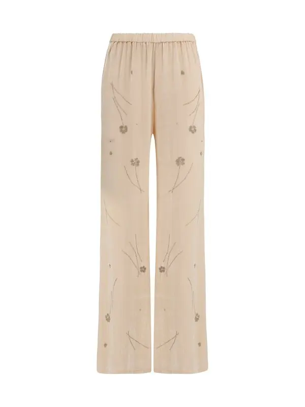 FORTE_FORTE Embroidered Velvet Pants - Pink