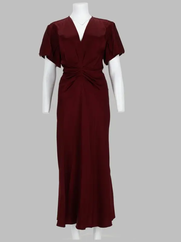 Victoria Beckham Abito Midi Con Drappeggio E Scollo A V - Multicolor