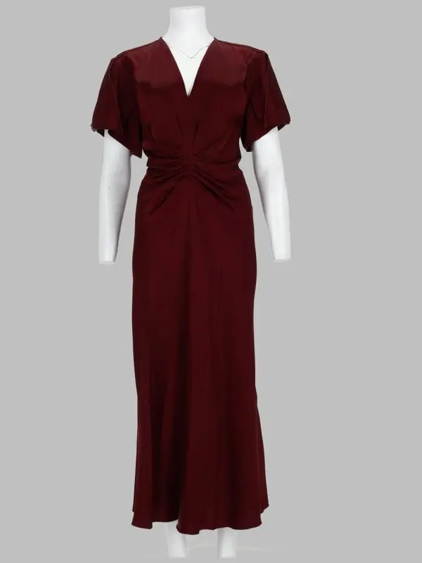 Victoria Beckham V-neck Midi Dress With Draping - Multicolor