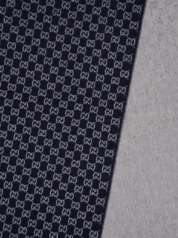Gucci Wool And Cashmere Gg Pattern Scarf