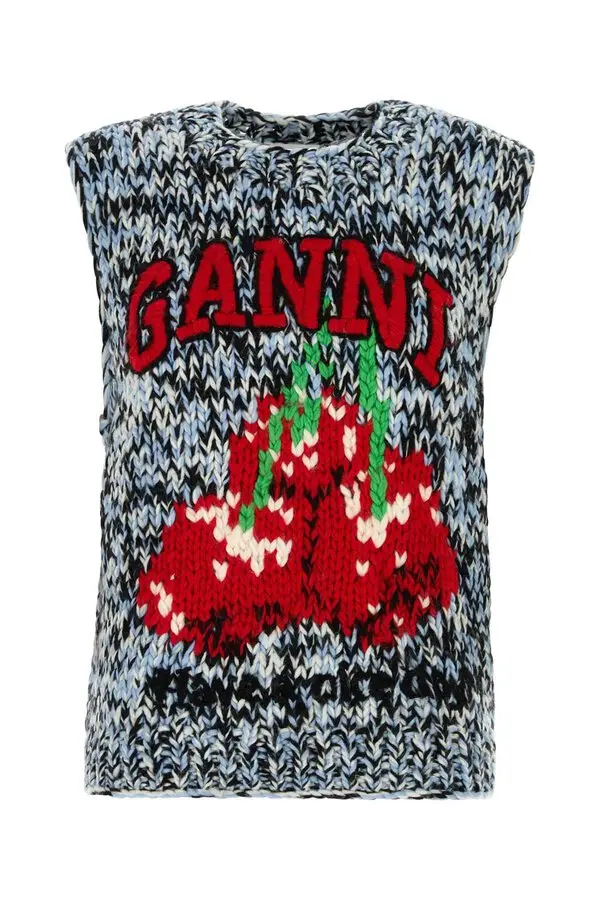 GANNI Wool Oversize Vest - Multicolor