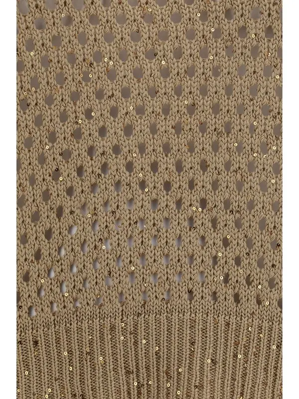 Max Mara Open Knit Cotton Sweater With Sequins