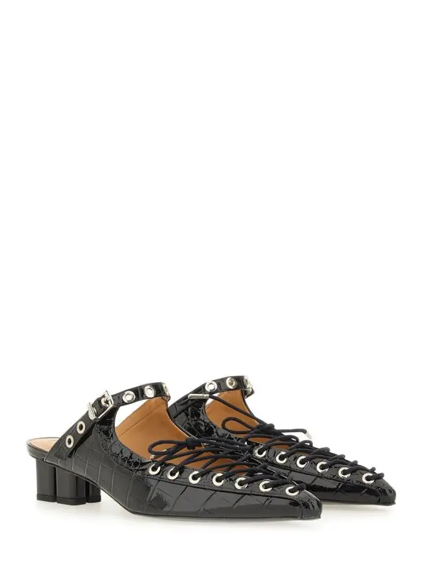 GANNI Mule Lace-up Shoes - Black