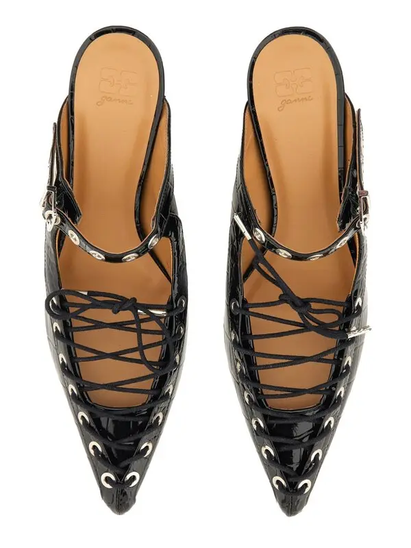 GANNI Mule Lace-up Shoes - Black
