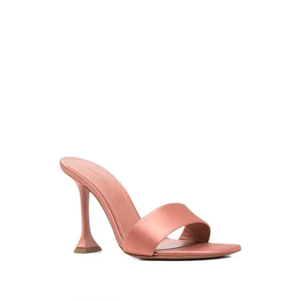 Amina Muaddi Satin High Heel Mules - Pink