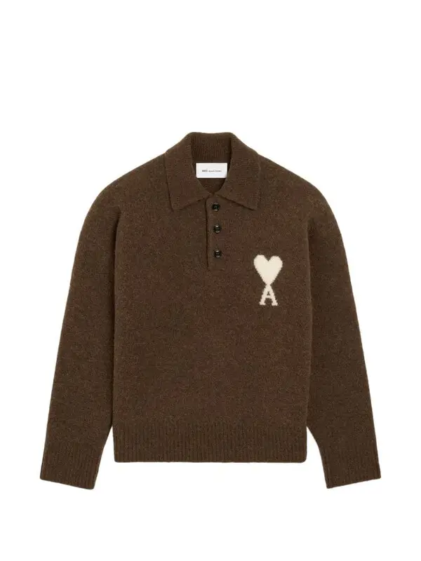 AMI Paris Wool Polo Sweater - Multicolor