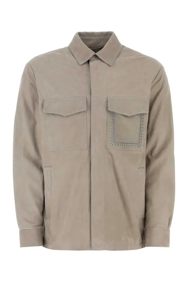 Etro Dove Grey Suede Shirt - Gray