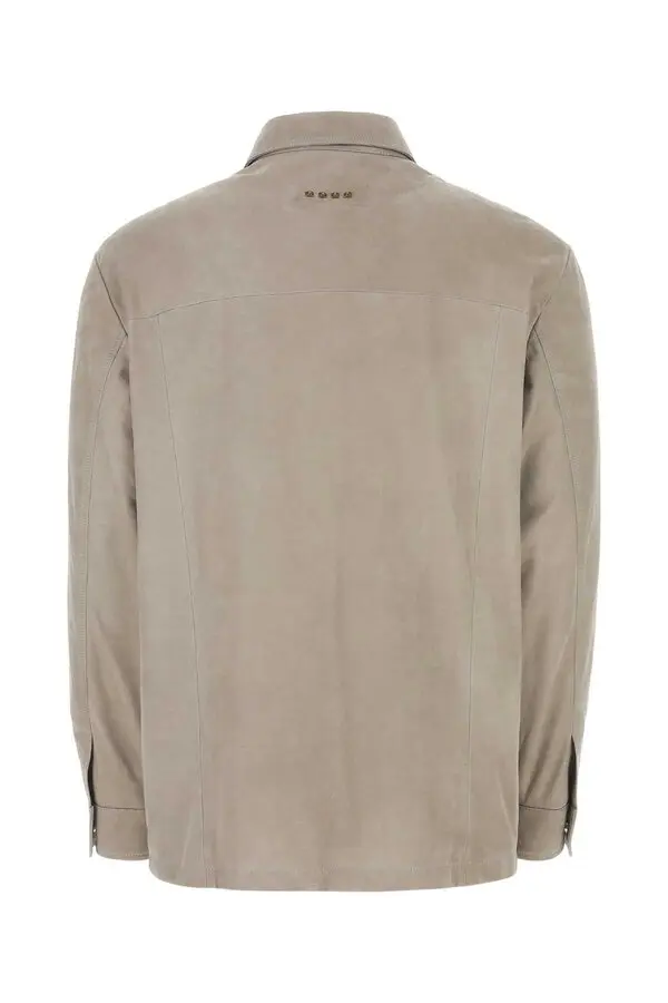 Etro Dove Grey Suede Shirt - Gray