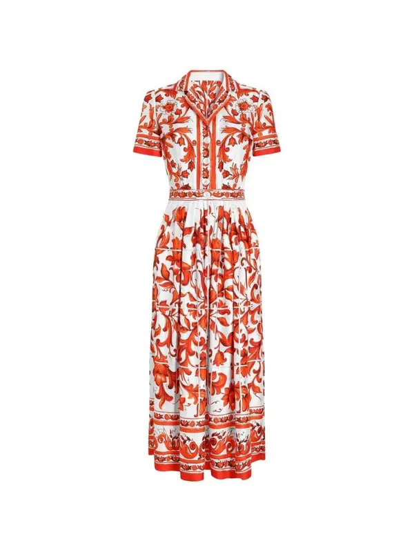 Dolce & Gabbana Maiolica Print Twill Maxi Dress - Multicolor