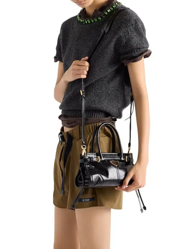 Prada Bonnie Mini Leather Handbag - Black