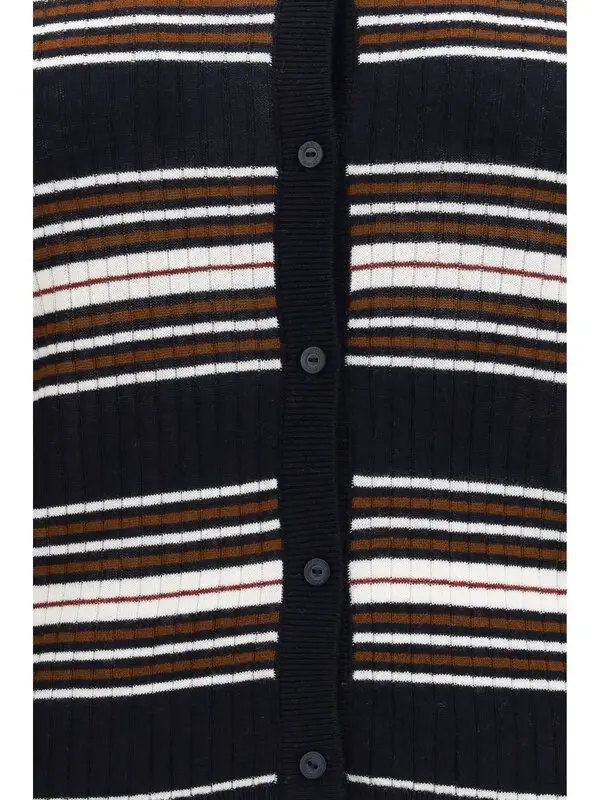 Max Mara Striped Silk And Wool Cardigan
