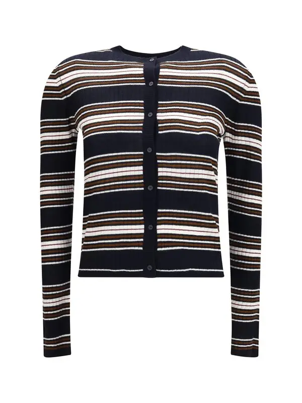Max Mara Striped Silk And Wool Cardigan - Blue