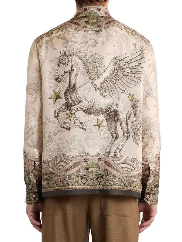 Etro Silk Twill Shirt With Placed Pegasus Print