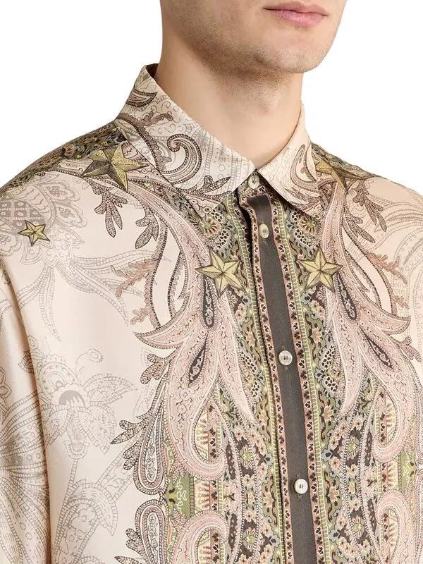 Etro Silk Twill Shirt With Placed Pegasus Print